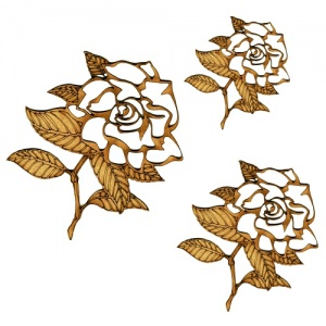 Garden Rose Outline - Flower on Stem MDF Wood Shape